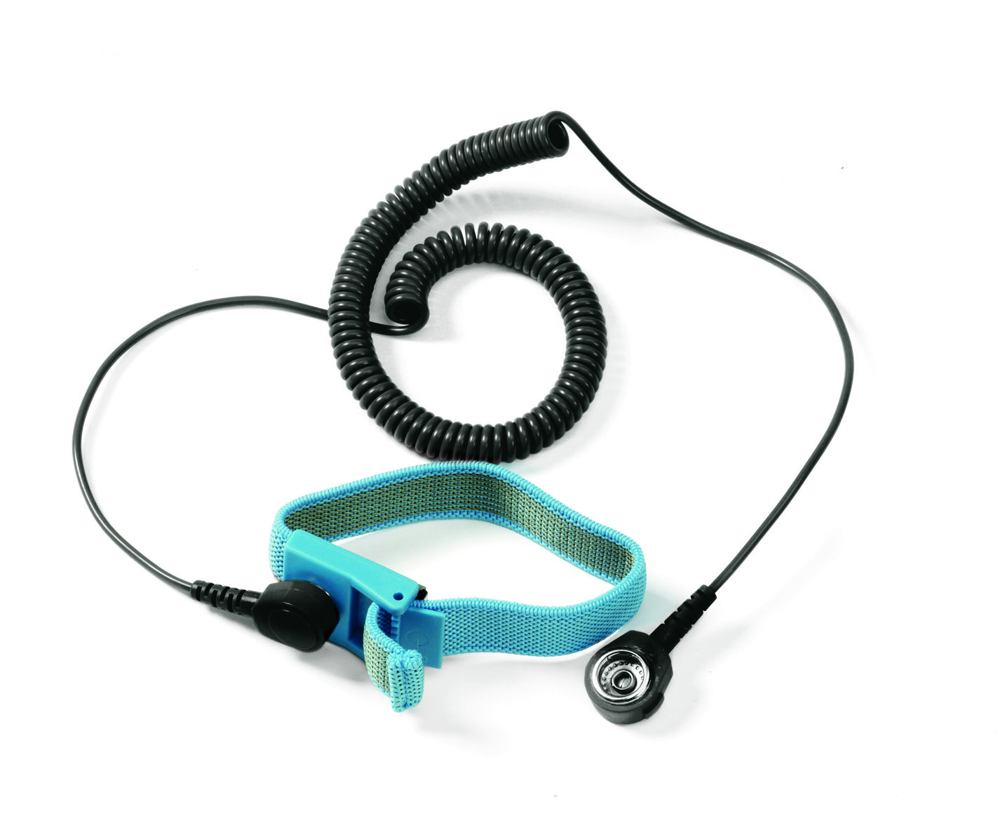 ESD-Textil-Armband, mit Spiralkabel, verstellbar, 1 Megaohm | Treston